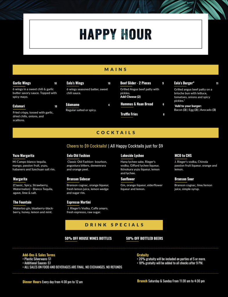 Happy Hour - Eola Lounge